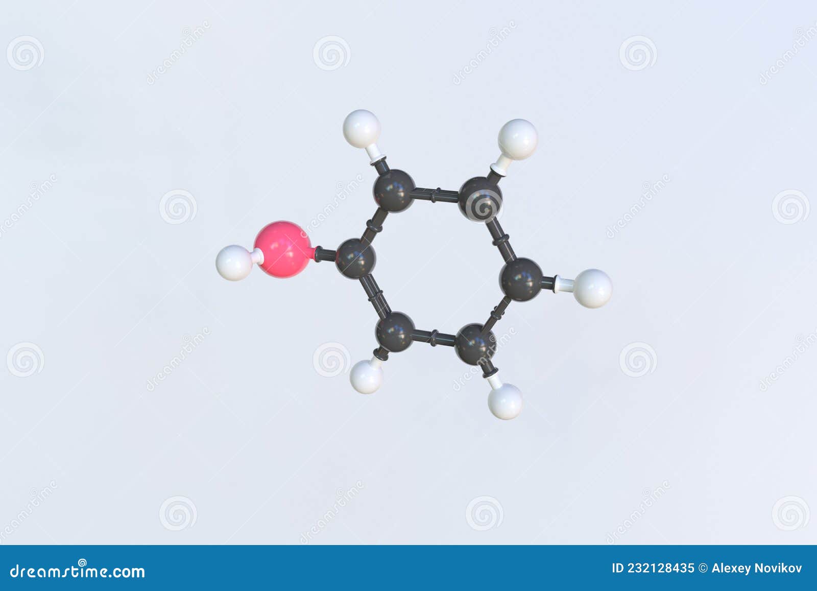 Molecule of Phenol, Isolated Molecular Model. 3D Rendering Stock ... Molecule of Phenol, Isolated Molecular Model. 3D Rendering Stock ...