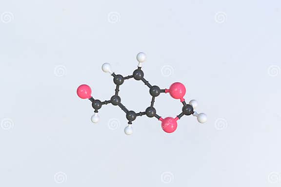 Molecule of Piperonal, Isolated Molecular Model. 3D Rendering Stock ...