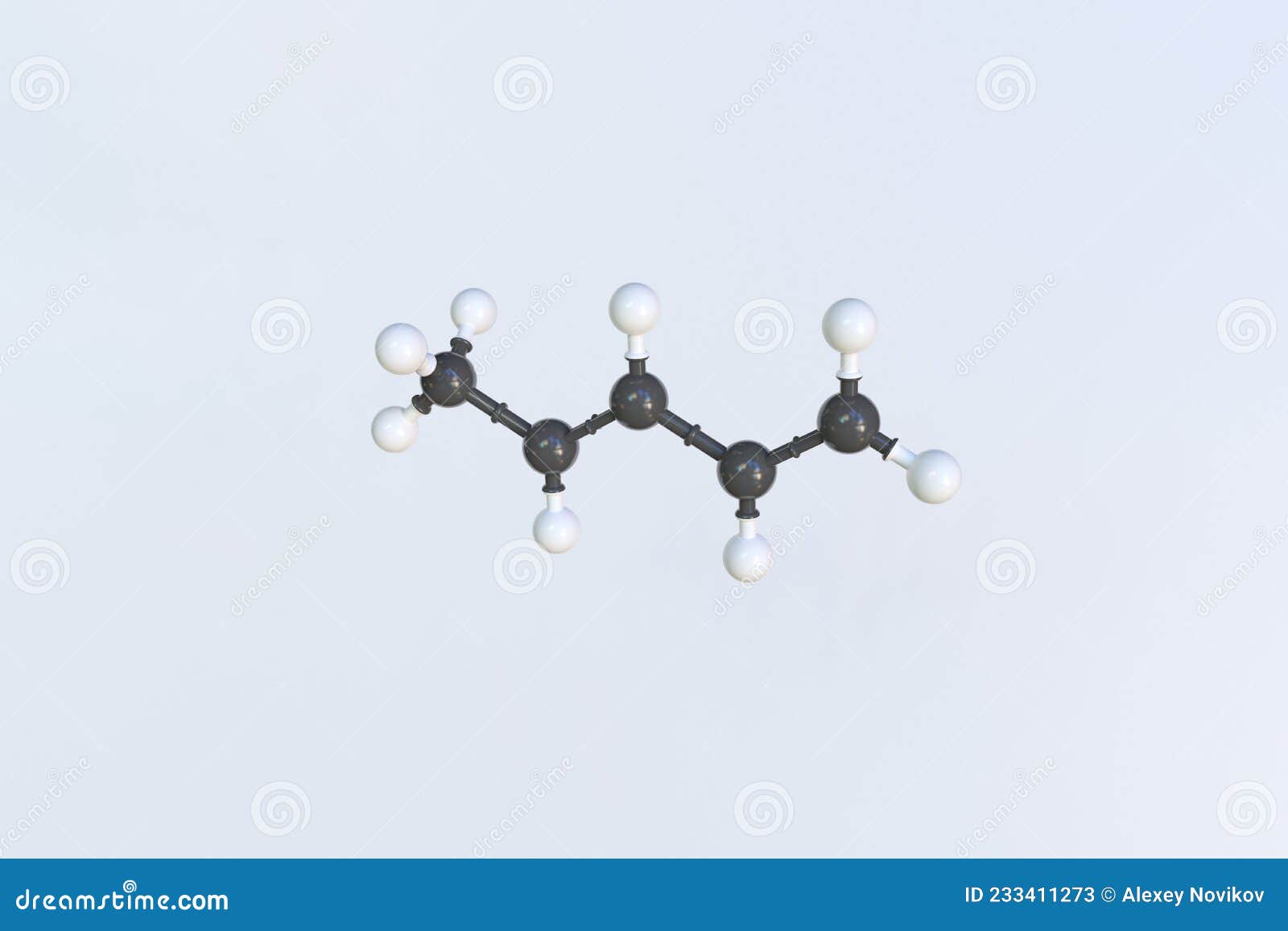 Molecule of Piperylene, Isolated Molecular Model. 3D Rendering Stock ...