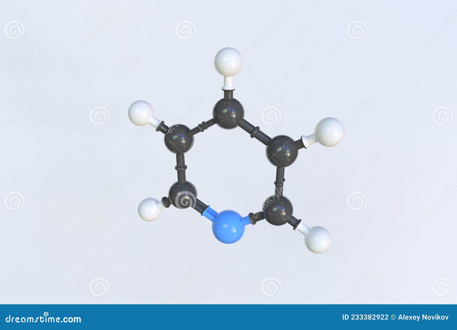 Molecule of Pyridine, Isolated Molecular Model. 3D Rendering Stock ...