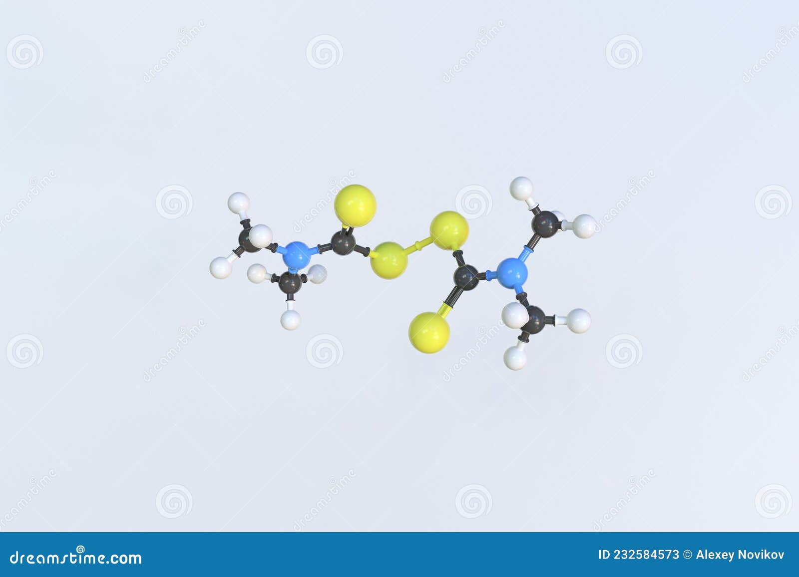 Molecule of Thiram, Isolated Molecular Model. 3D Rendering Stock ...