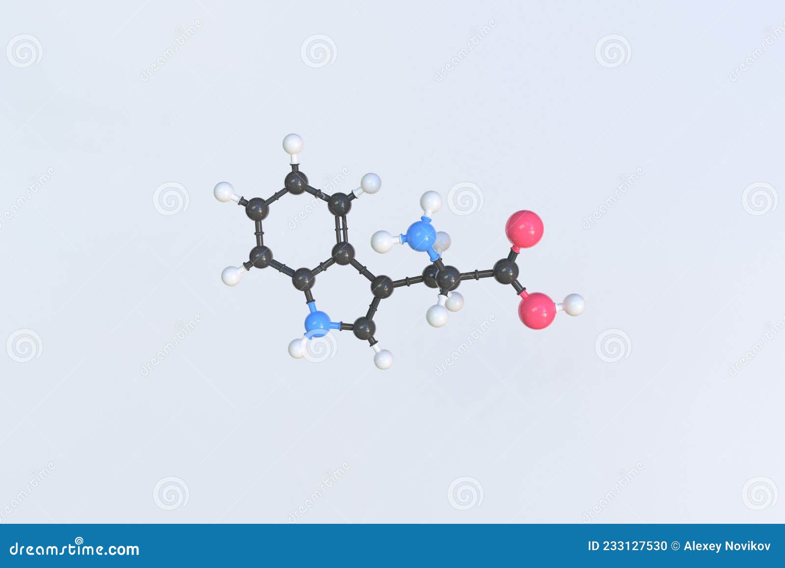 Molecule of Tryptophan, Isolated Molecular Model. 3D Rendering Stock ...