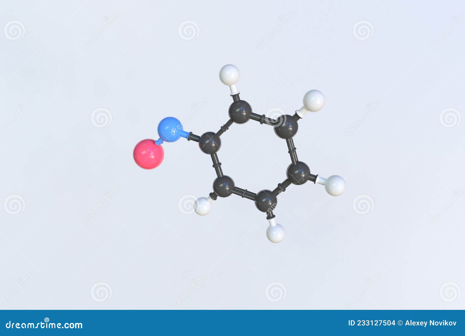 Nitrosobenzene Molecule, Isolated Molecular Model. 3D Rendering Stock ...
