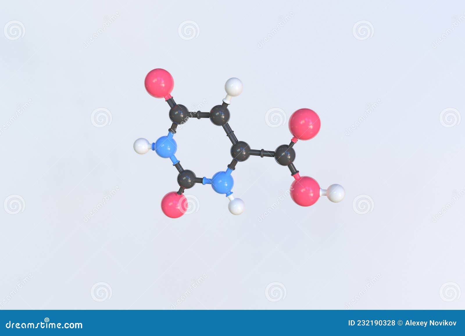 Orotic Acid Molecule, Isolated Molecular Model. 3D Rendering Stock ...