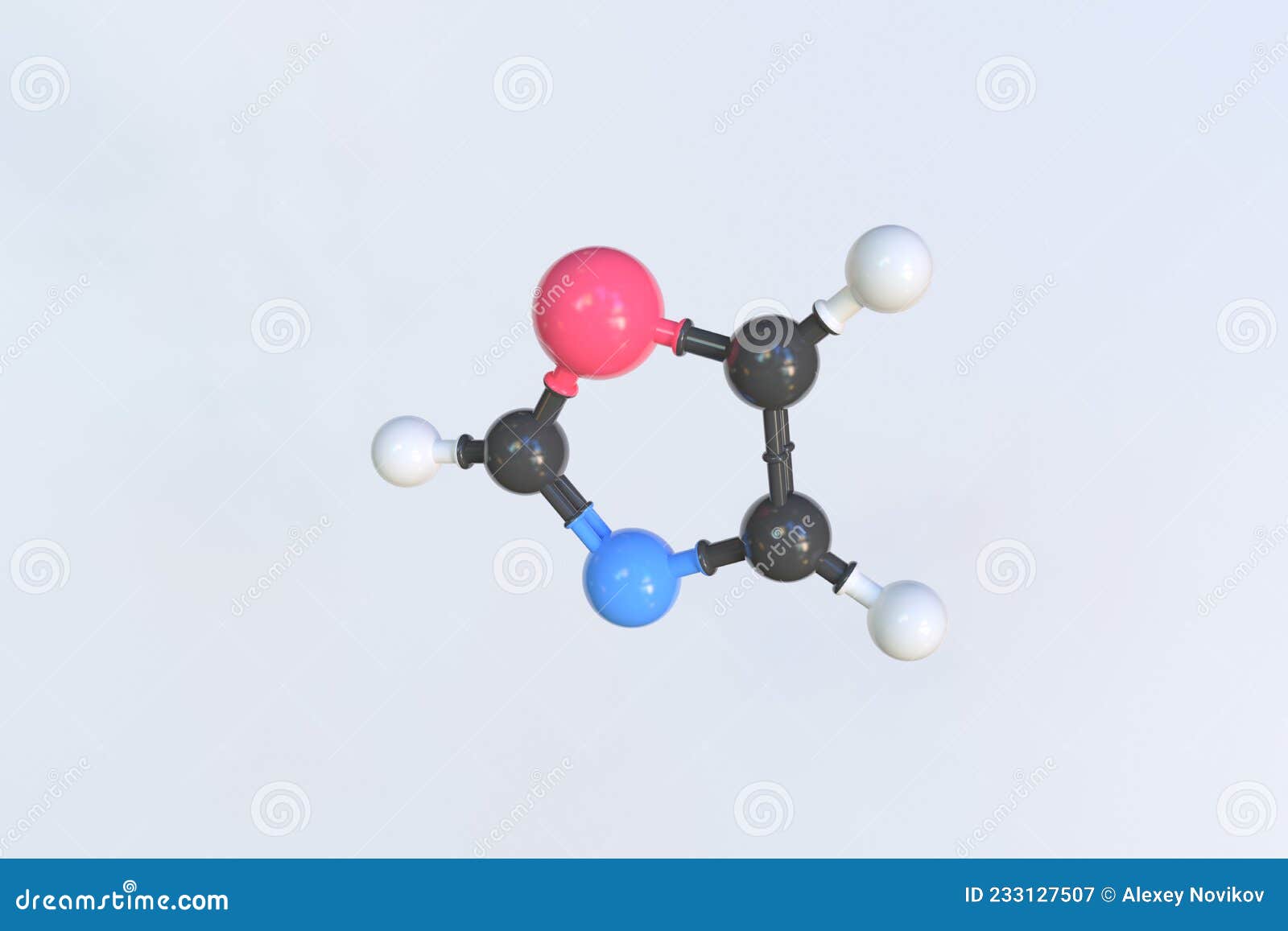 Oxazole Molecule, Isolated Molecular Model. 3D Rendering Stock ...
