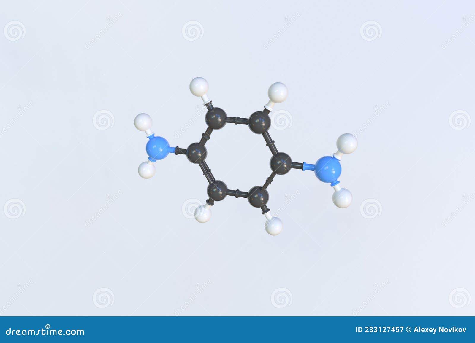 P-phenylenediamine Molecule Made with Balls, Isolated Molecular Model ...