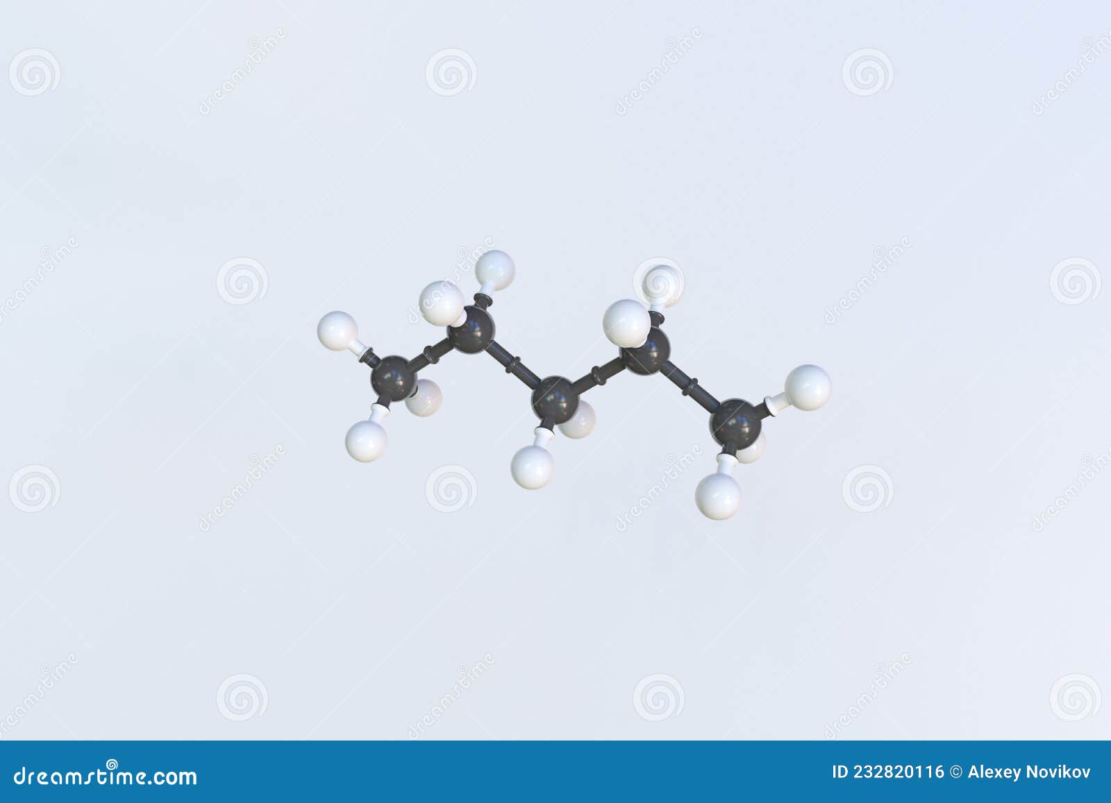 Pentane Molecule, Isolated Molecular Model. 3D Rendering Stock ...
