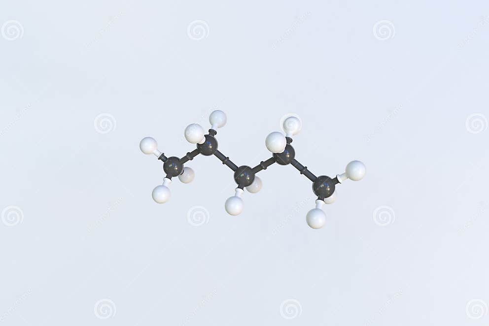 Pentane Molecule, Isolated Molecular Model. 3D Rendering Stock ...
