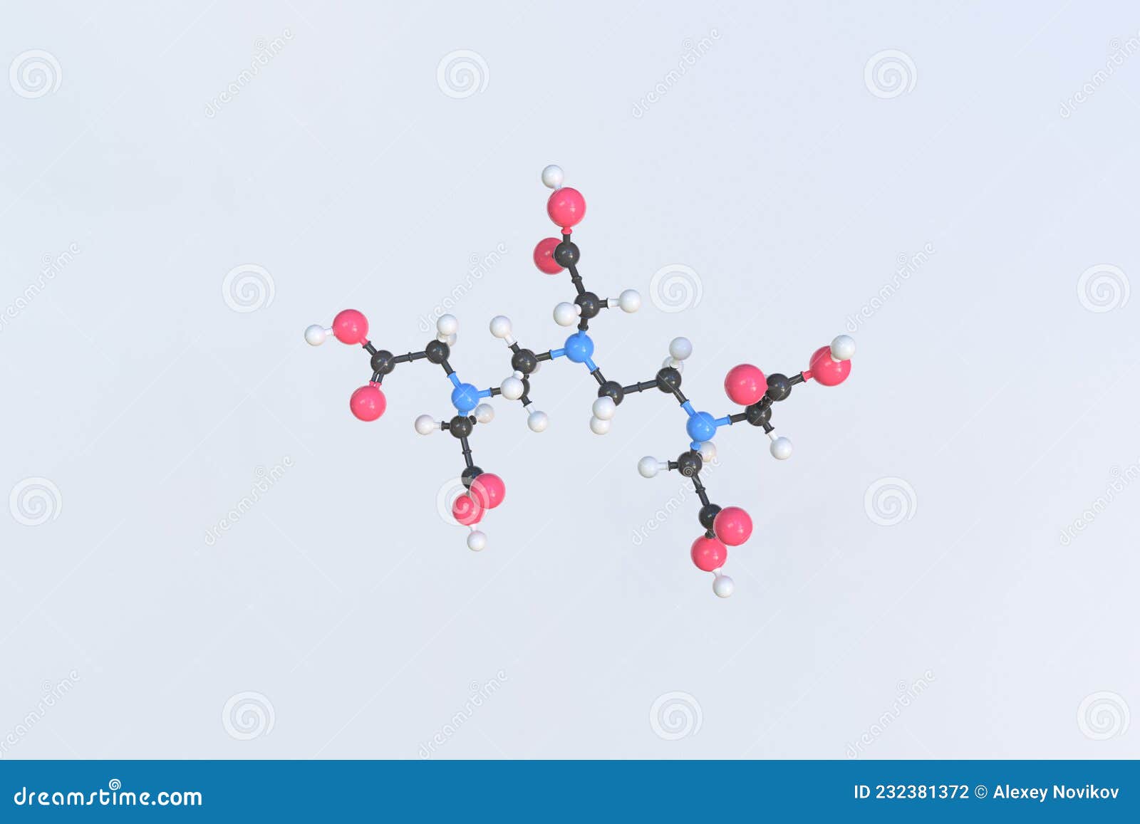 Pentetic Acid Molecule Made with Balls, Isolated Molecular Model. 3D ...