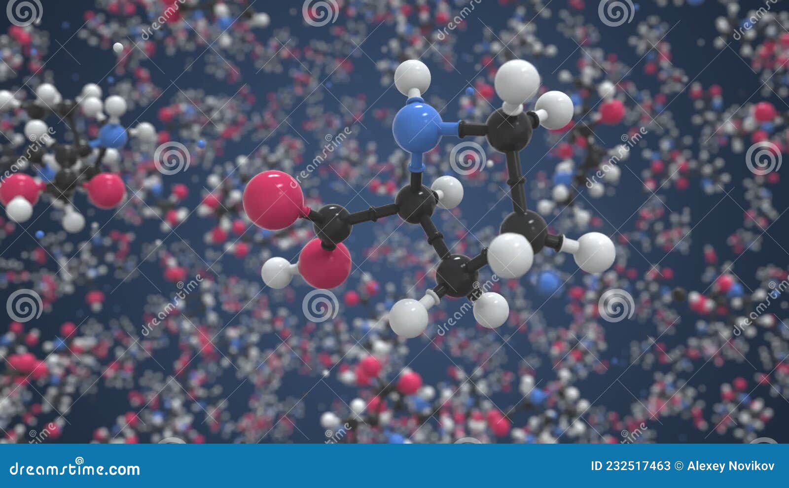 Proline Molecule, Scientific Molecular Model, Looping 3d Animation ...