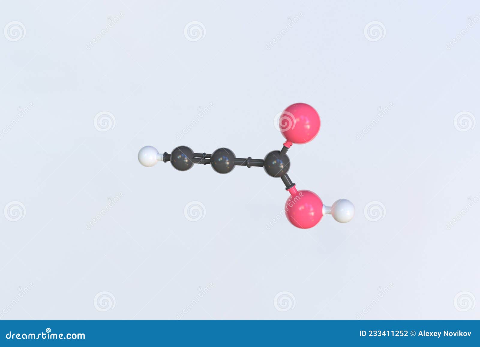 Propiolic Acid Molecule, Isolated Molecular Model. 3D Rendering Stock ...