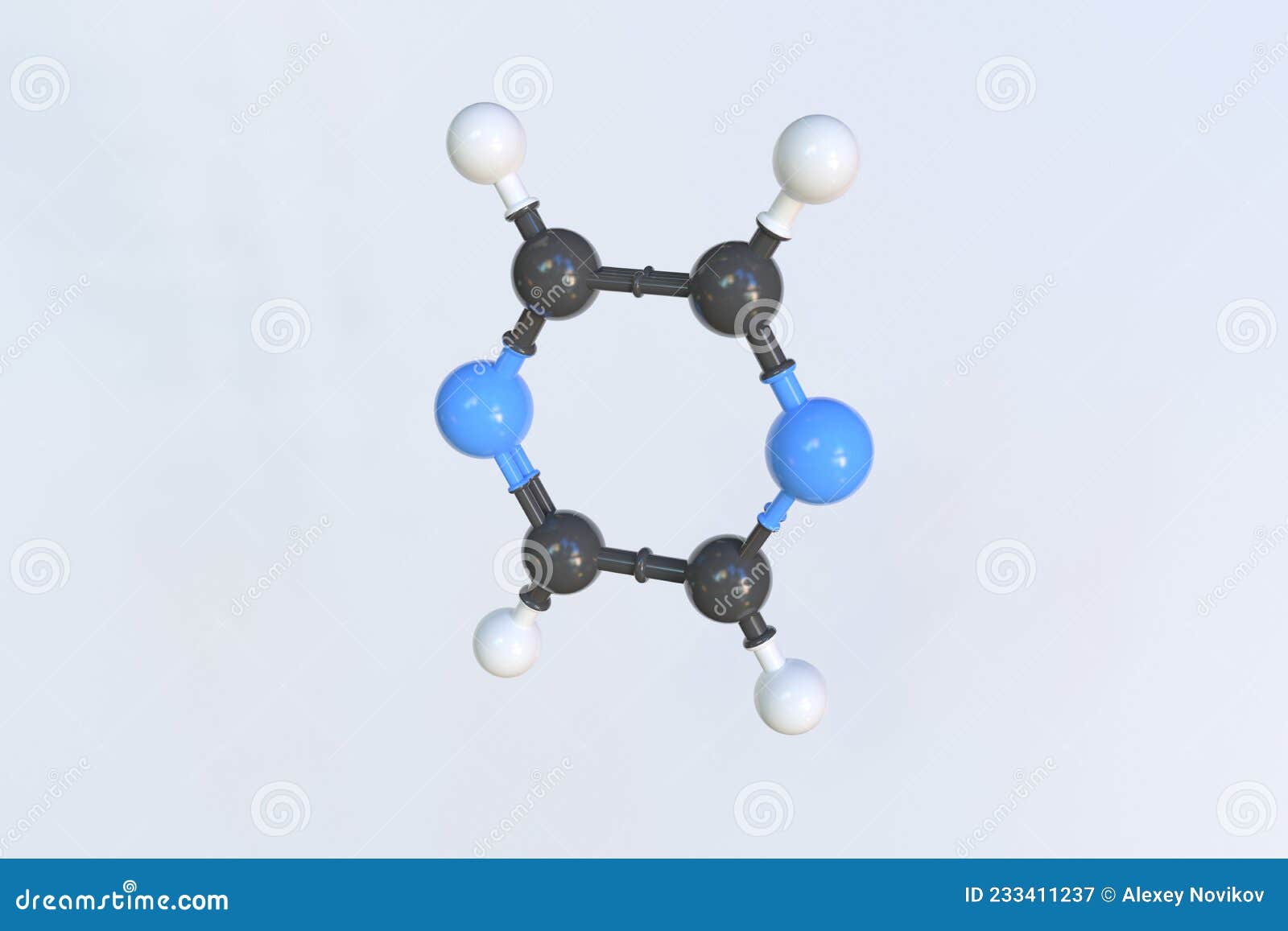 Pyrazine Molecule, Isolated Molecular Model. 3D Rendering Stock ...