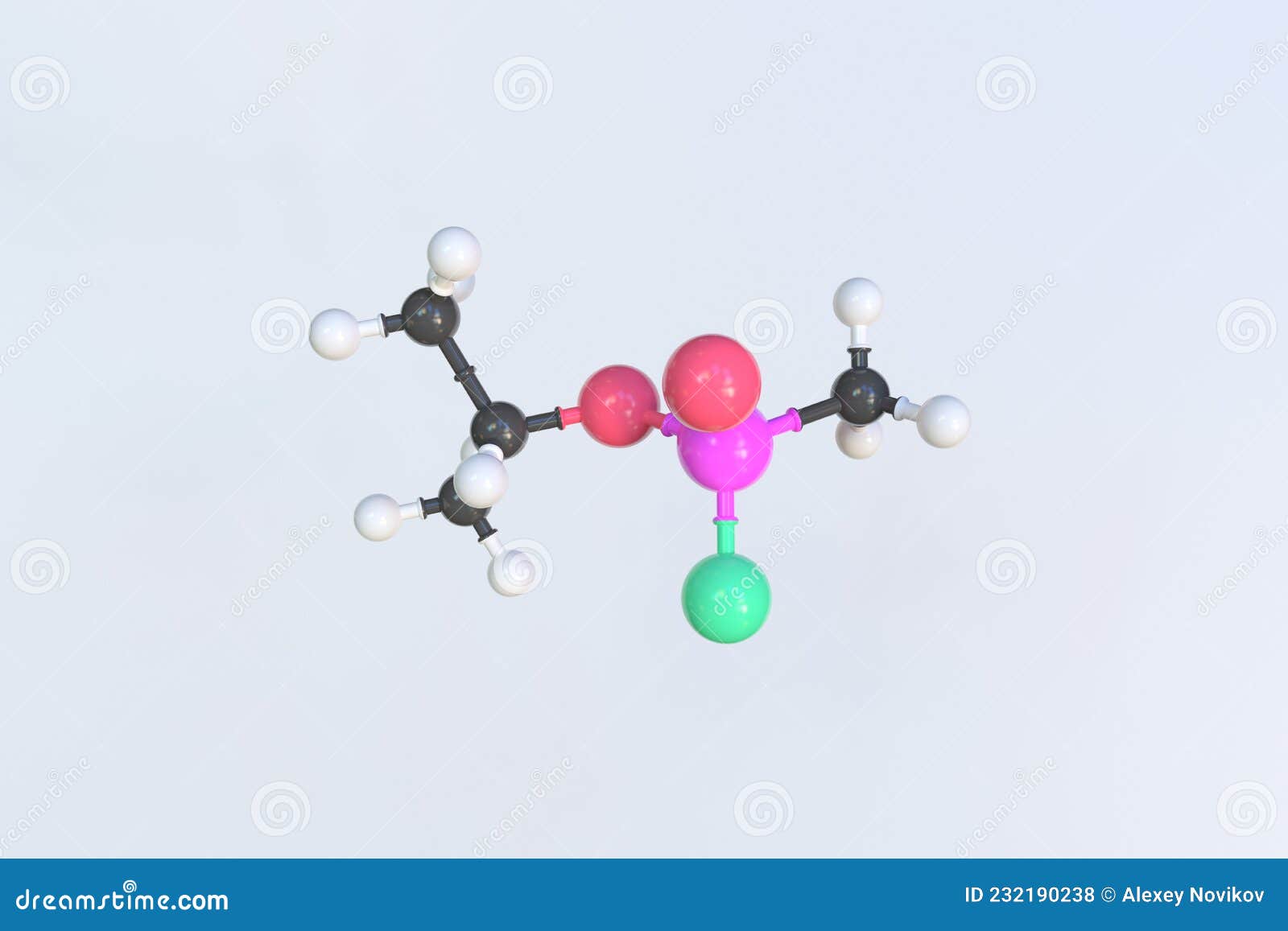 Sarin Molecule, Isolated Molecular Model. 3D Rendering Stock ...
