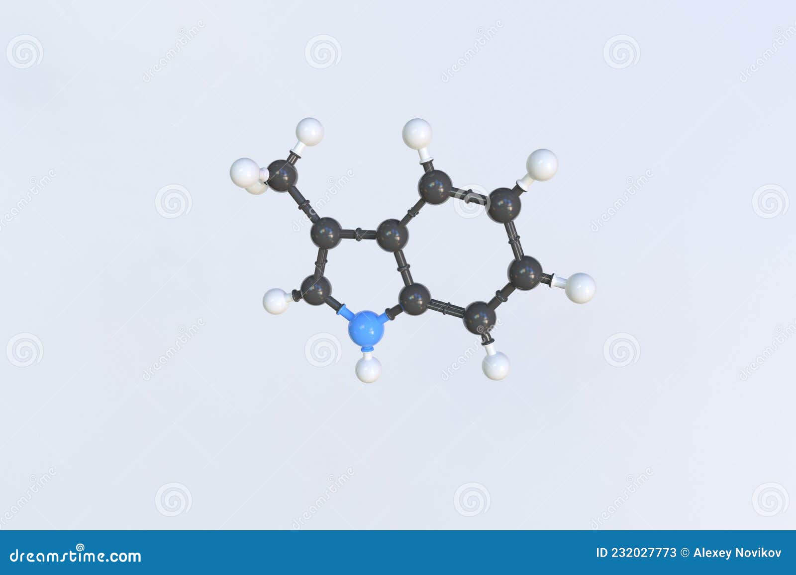 Skatole Molecule, Scientific Molecular Model, 3d Rendering Stock ...