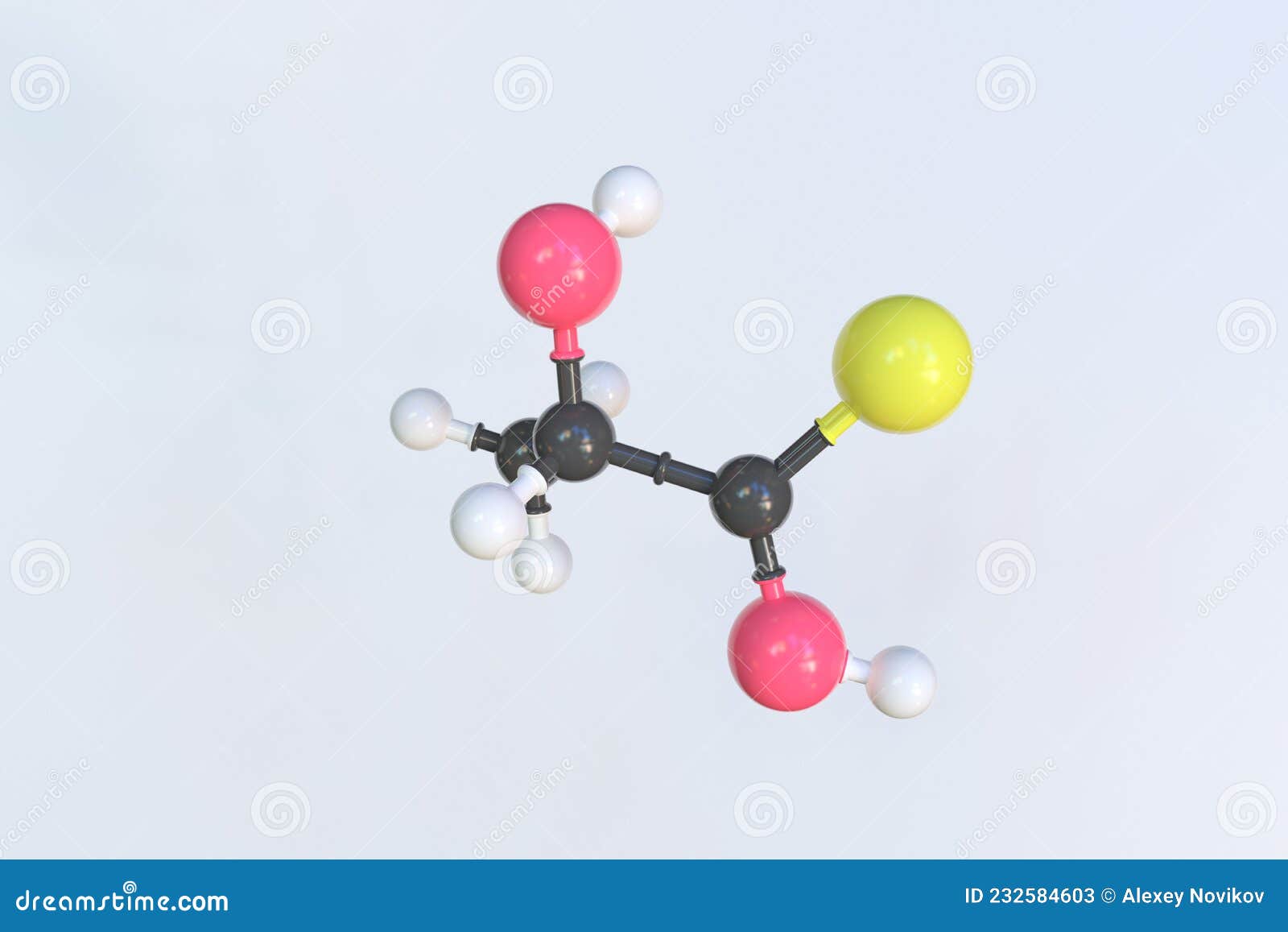 Thiolactic Acid Molecule Made with Balls, Isolated Molecular Model. 3D ...