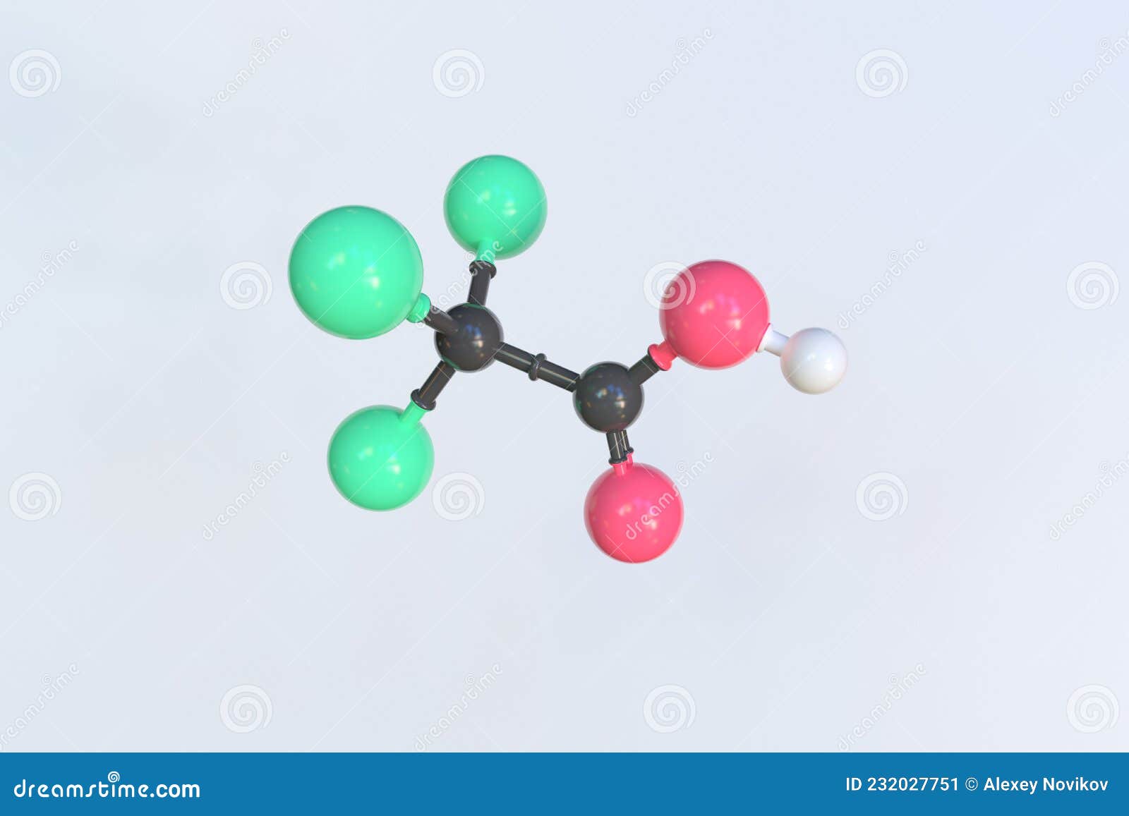 Trichloroacetic Acid Molecule, Isolated Molecular Model. 3D Rendering ...