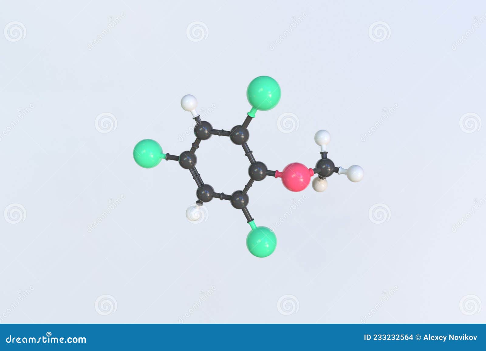 2,4,6-trichloroanisole Molecule, Isolated Molecular Model. 3D Rendering ...