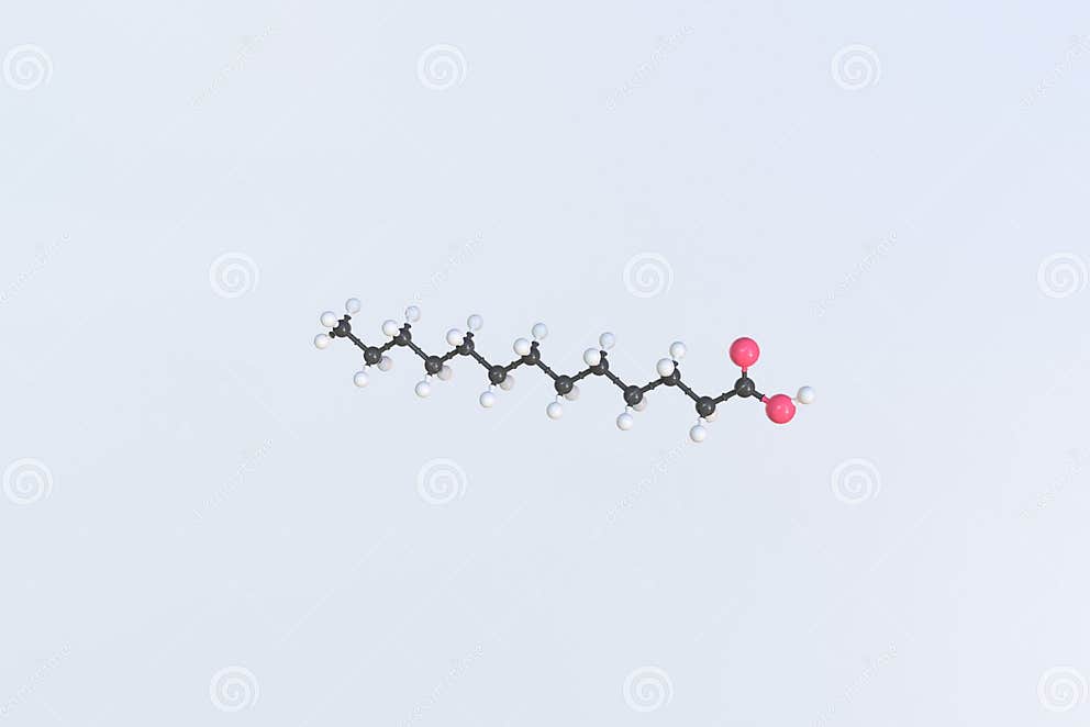 Tridecanoic Acid Molecule, Isolated Molecular Model. 3D Rendering Stock ...