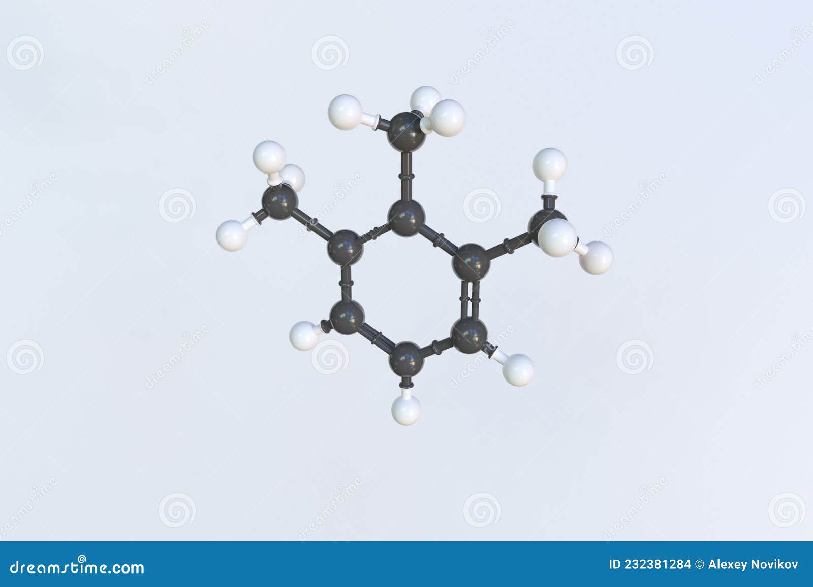 Trimethylbenzene Molecule, Isolated Molecular Model. 3D Rendering Stock ...