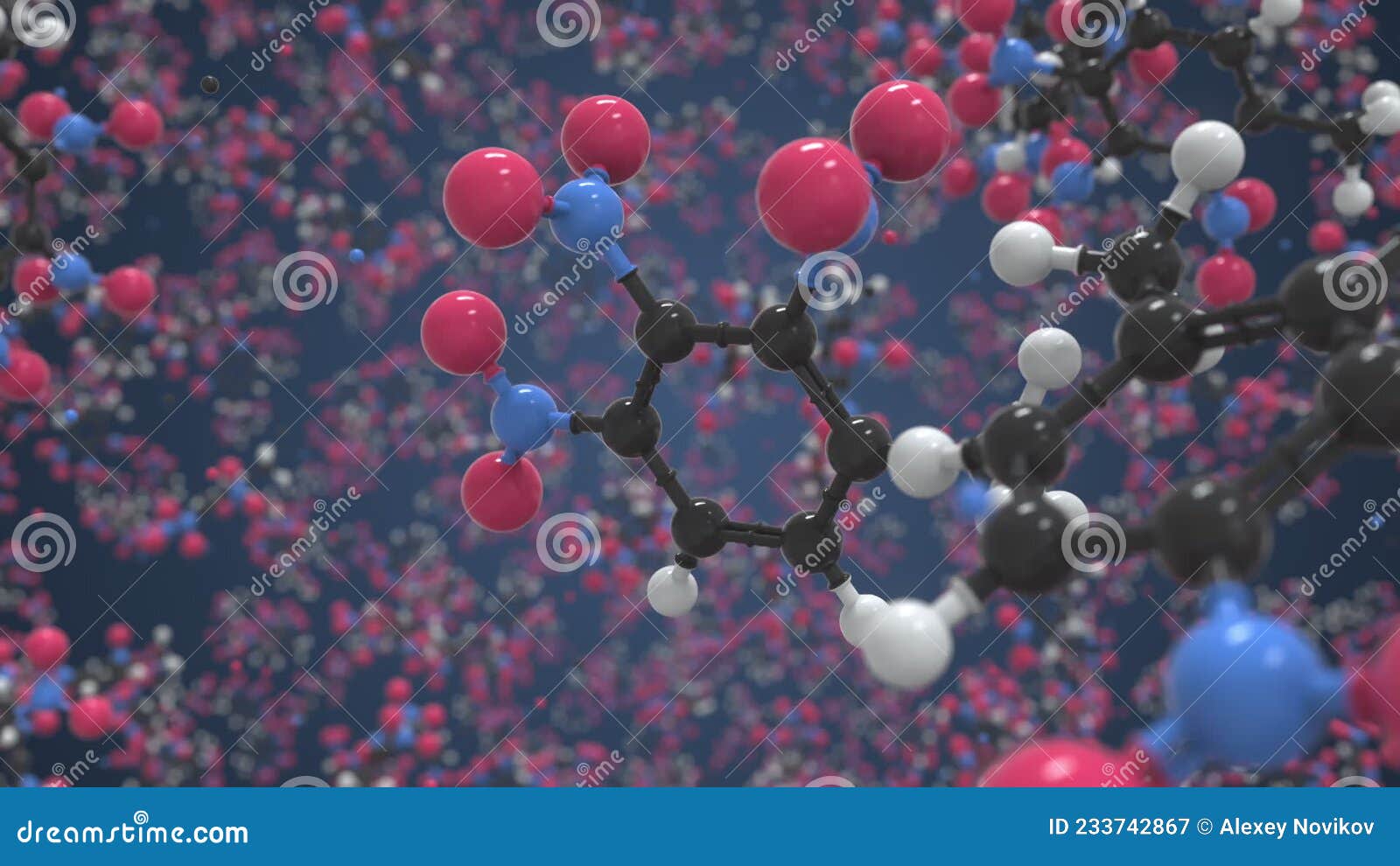 Trinitrotoluene or TNT Molecule Made with Balls, Isolated Molecular ...
