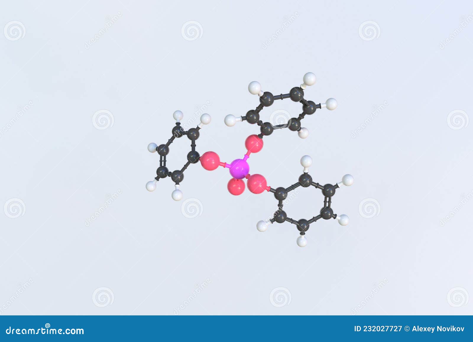 Triphenyl Phosphate Molecule Made with Balls, Isolated Molecular Model ...