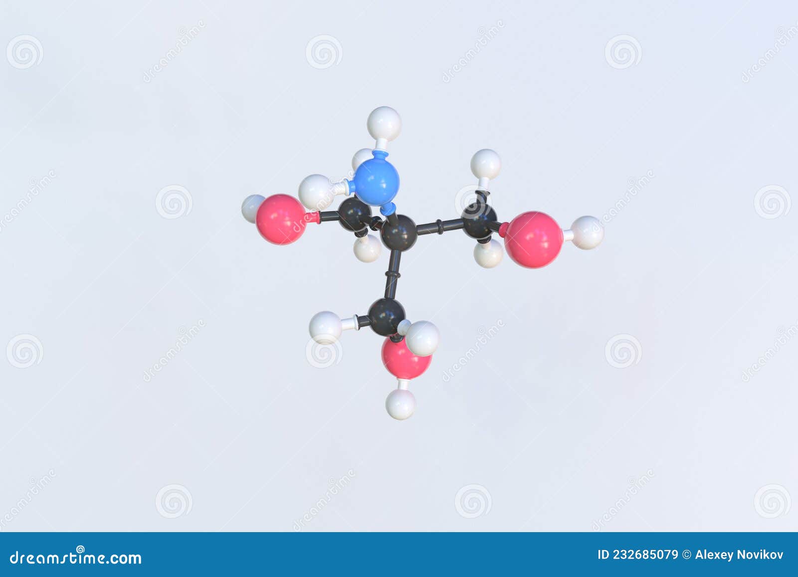 Tris Molecule Made with Balls, Isolated Molecular Model. 3D Rendering ...
