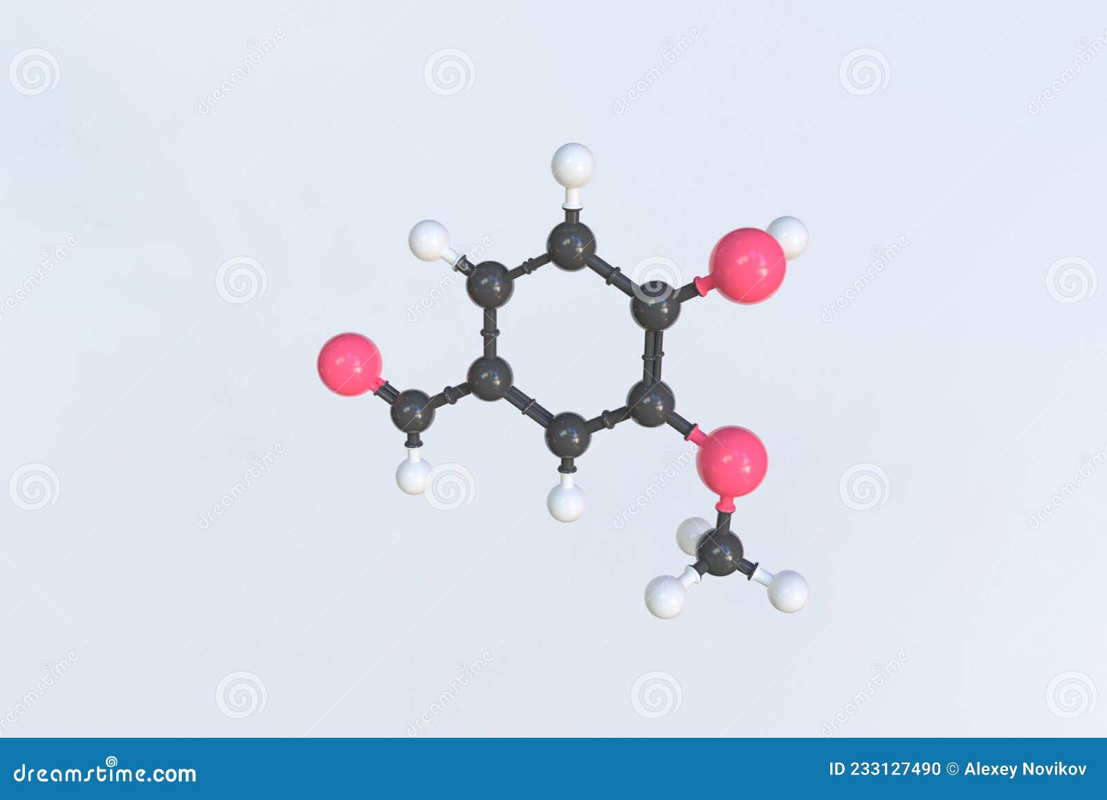 Vanillin Molecule Isolated On Grey Royalty-Free Stock Photography ...