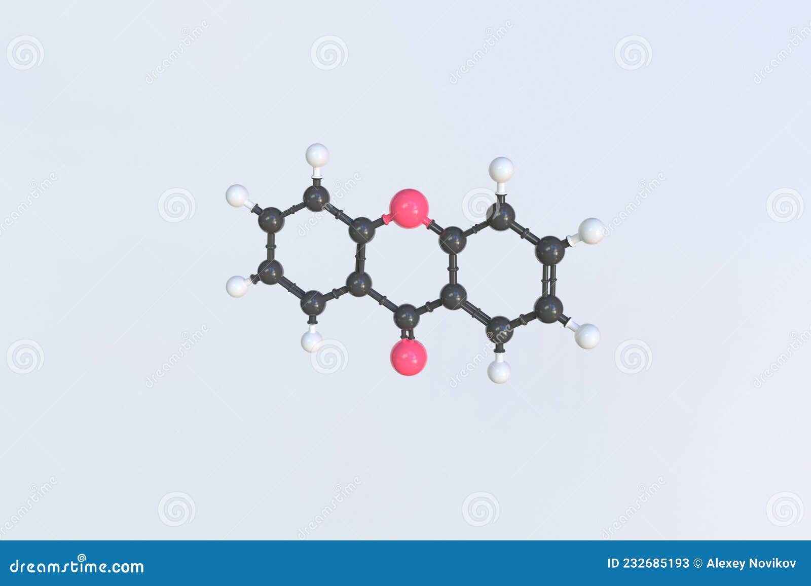 Xanthone Molecule Made with Balls, Scientific Molecular Model. 3D ...