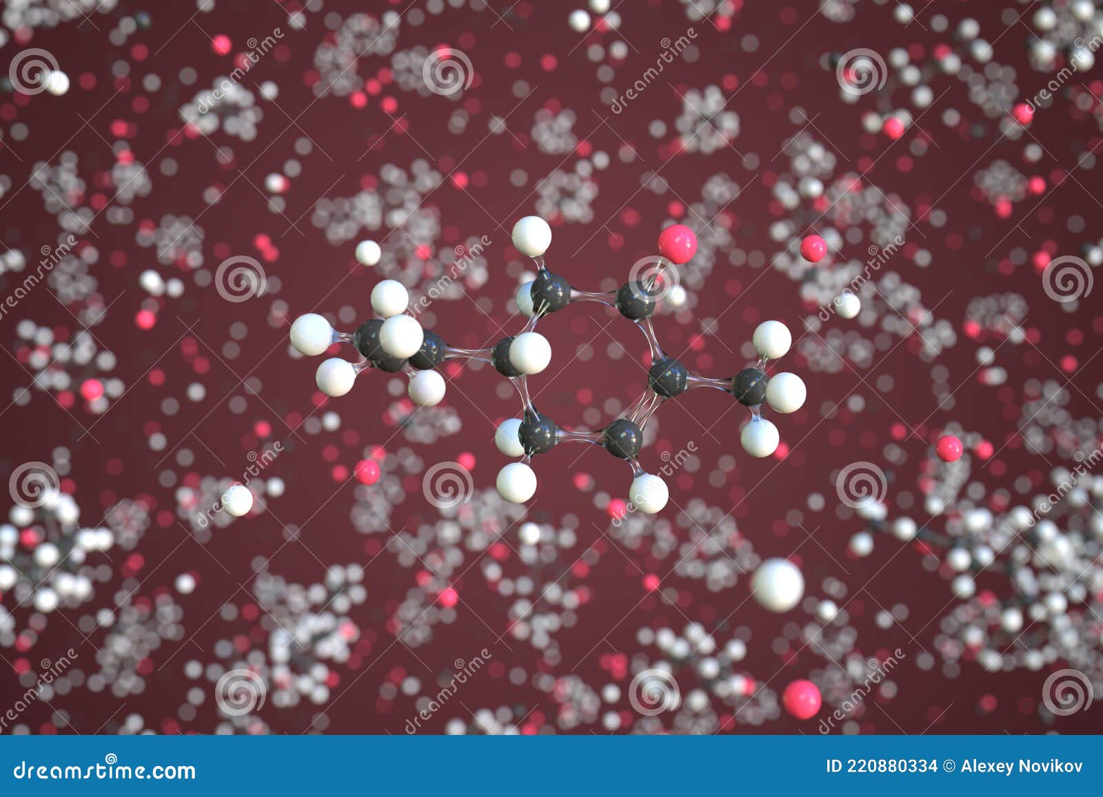 Carvone Molecule, Scientific Molecular Model, 3d Rendering Stock ...