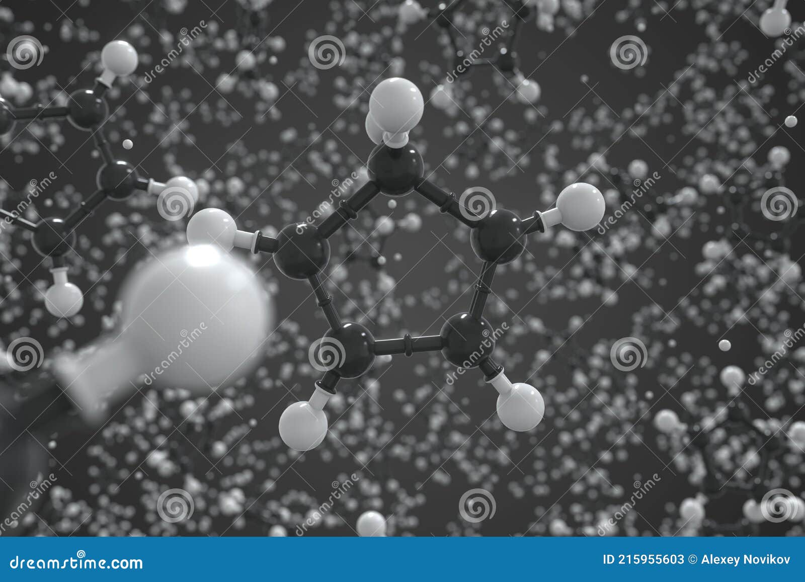 Cyclopentadiene Molecule, Scientific Molecular Model, 3d Rendering ...