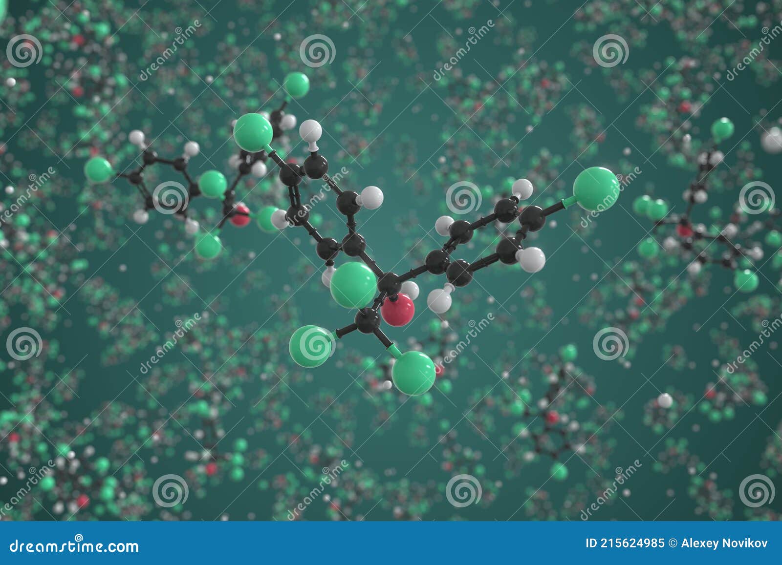 Dicofol Molecule, Ball-and-stick Molecular Model. Chemical 3d Rendering ...