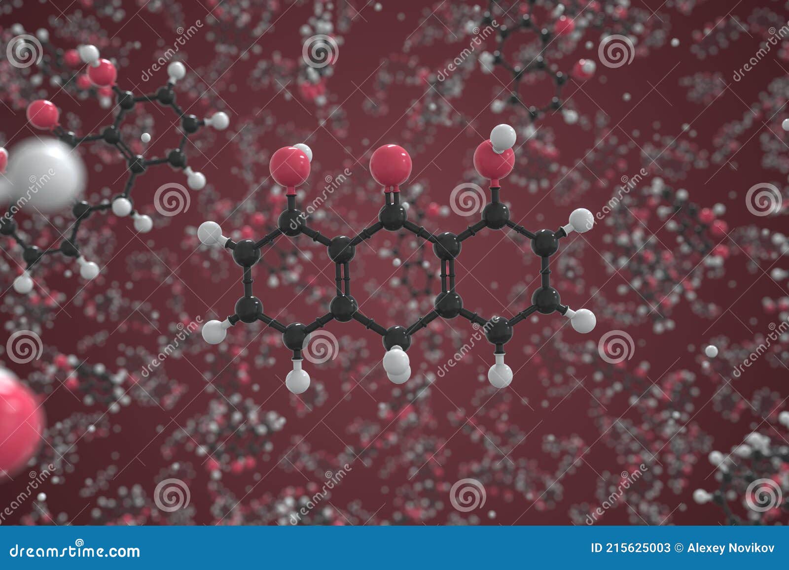 Dithranol Molecule Made with Balls, Conceptual Molecular Model ...