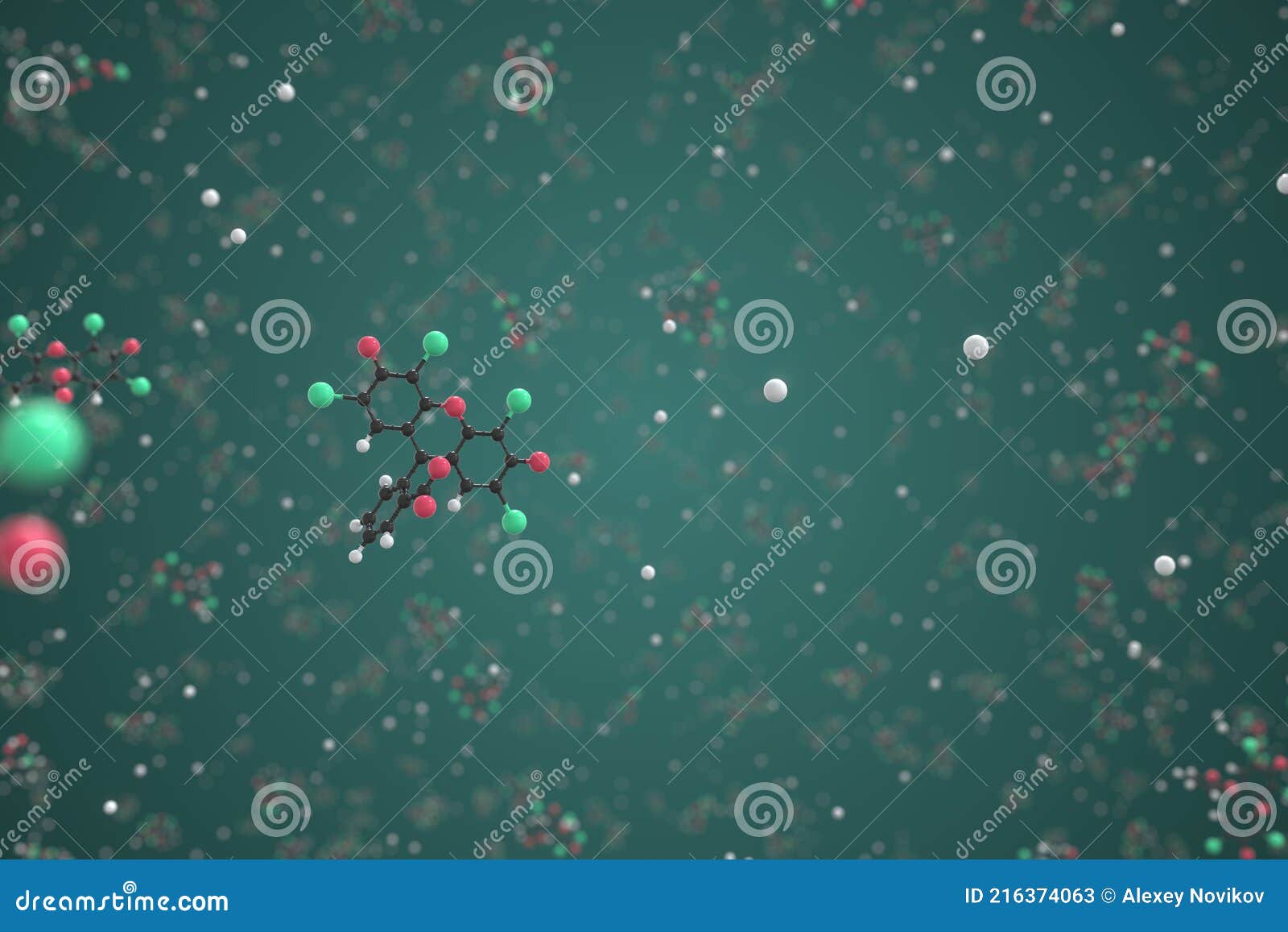 Eosin Molecule, Ball-and-stick Molecular Model. Chemical 3d Rendering ...