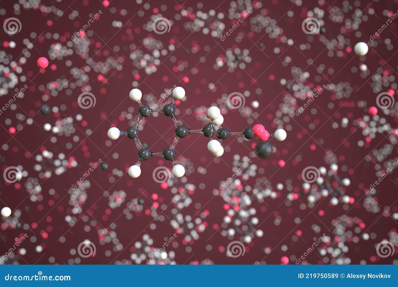 Hydrocinnamic Acid Molecule, Conceptual Molecular Model. Chemical 3d ...