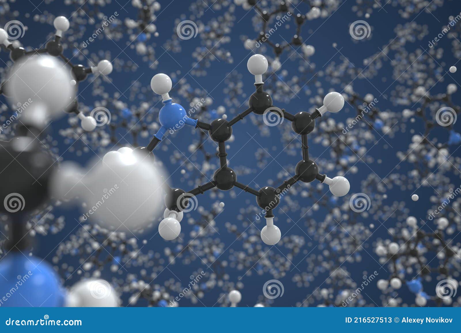 Indoline Molecule, Scientific Molecular Model, 3d Rendering Stock ...
