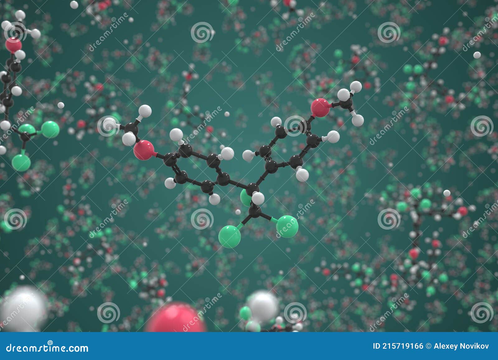 Methoxychlor Molecule, Scientific Molecular Model, 3d Rendering Stock ...