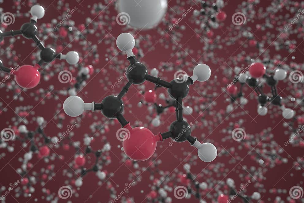 Molecule of Furan, Ball-and-stick Molecular Model. Scientific 3d ...