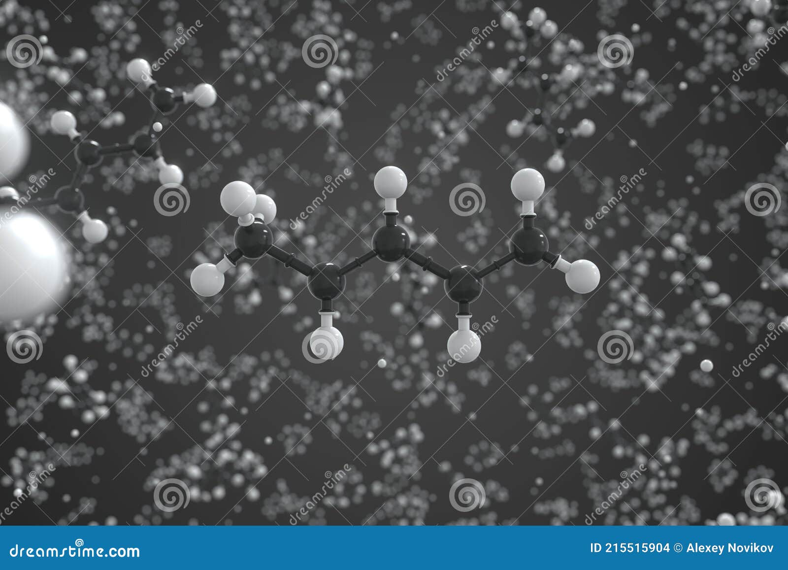 Molecule of Piperylene, Ball-and-stick Molecular Model. Scientific 3d ...