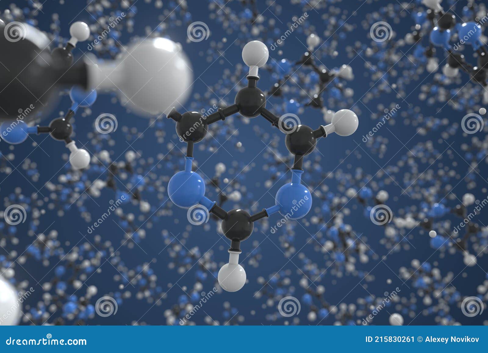 Molecule of Pyrimidine, Ball-and-stick Molecular Model. Scientific 3d ...