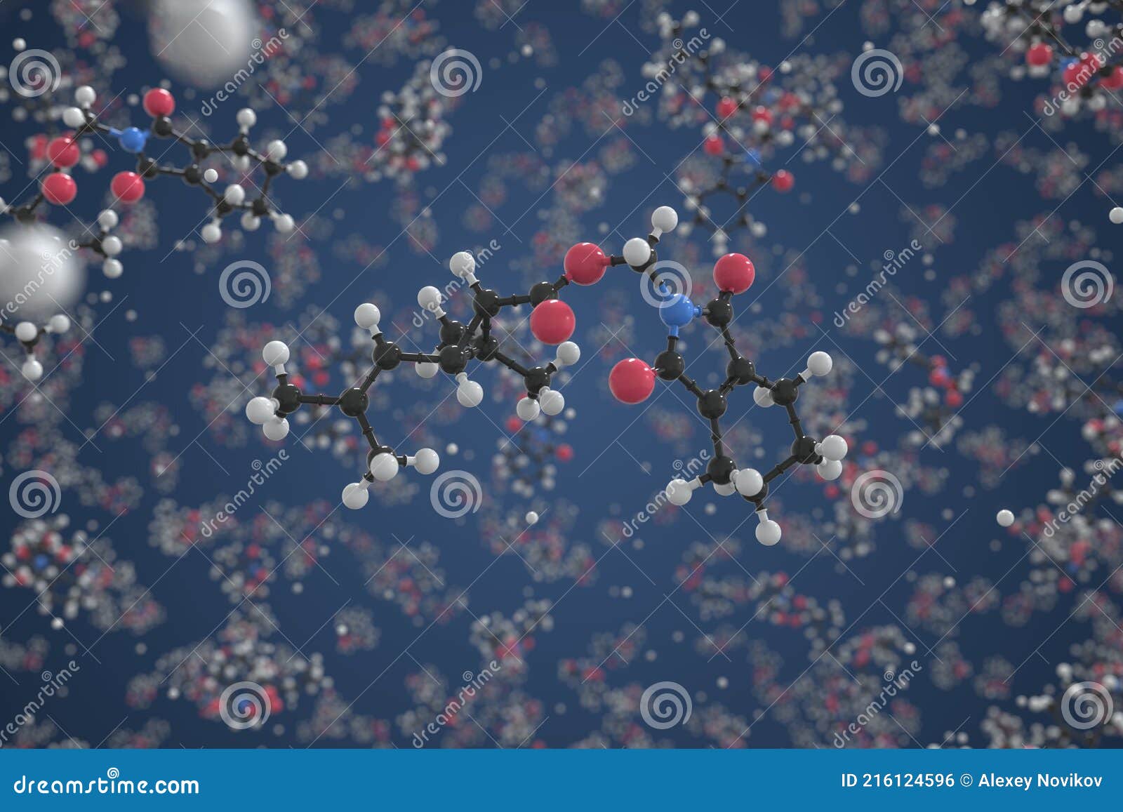 Molecule of Tetramethrin, Ball-and-stick Molecular Model. Scientific 3d ...