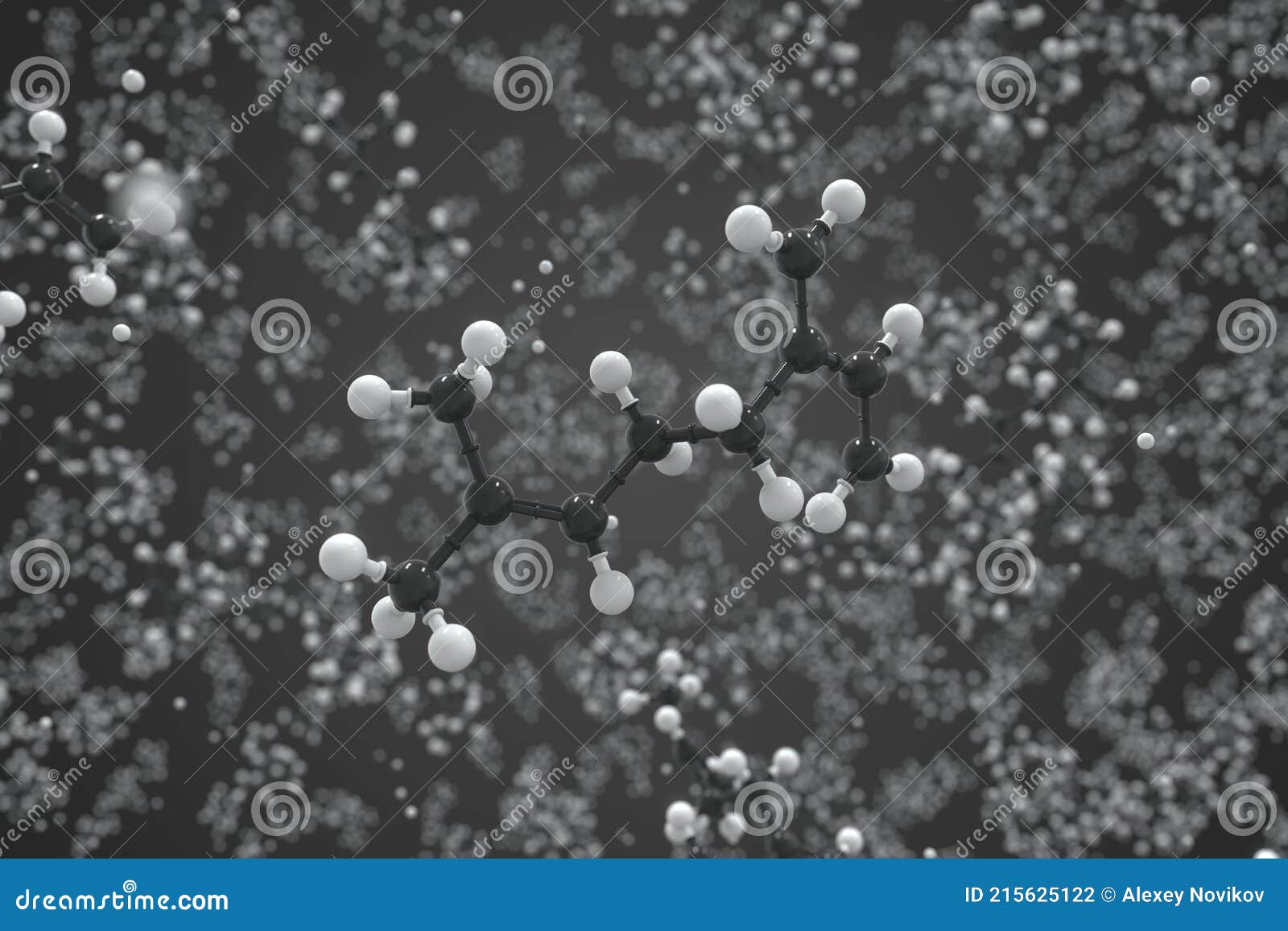 Myrcene Molecule, Scientific Molecular Model, 3d Rendering Stock ...