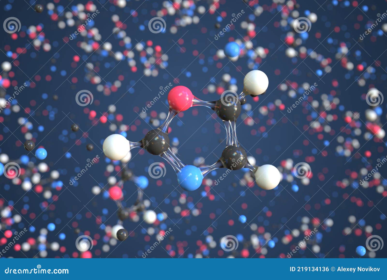 Oxazole Molecule, Conceptual Molecular Model. Chemical 3d Rendering ...