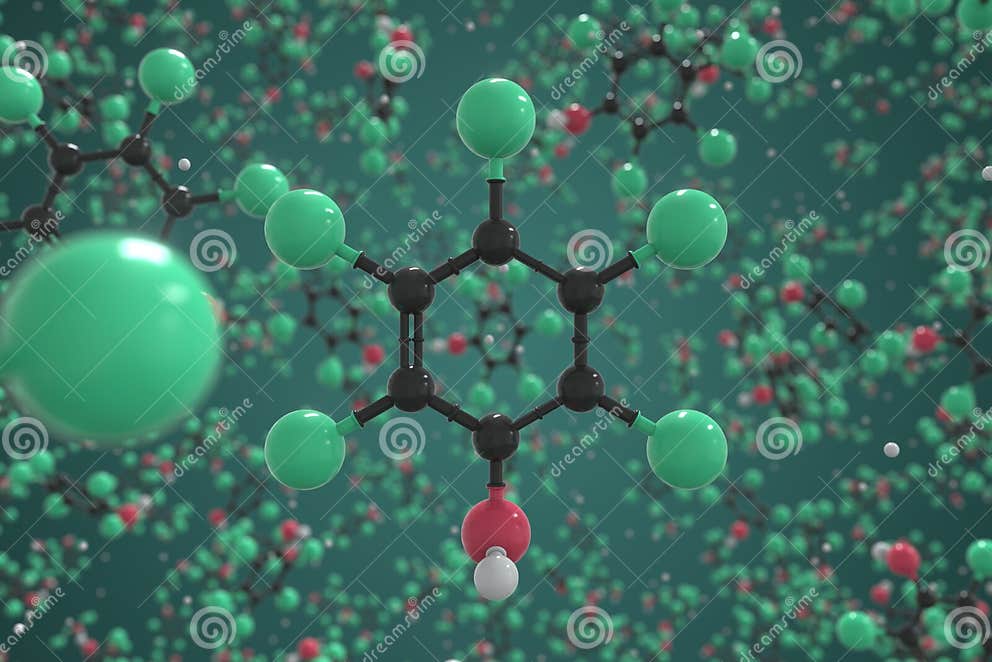 Pentachlorophenol Molecule, Ball-and-stick Molecular Model. Chemical 3d ...