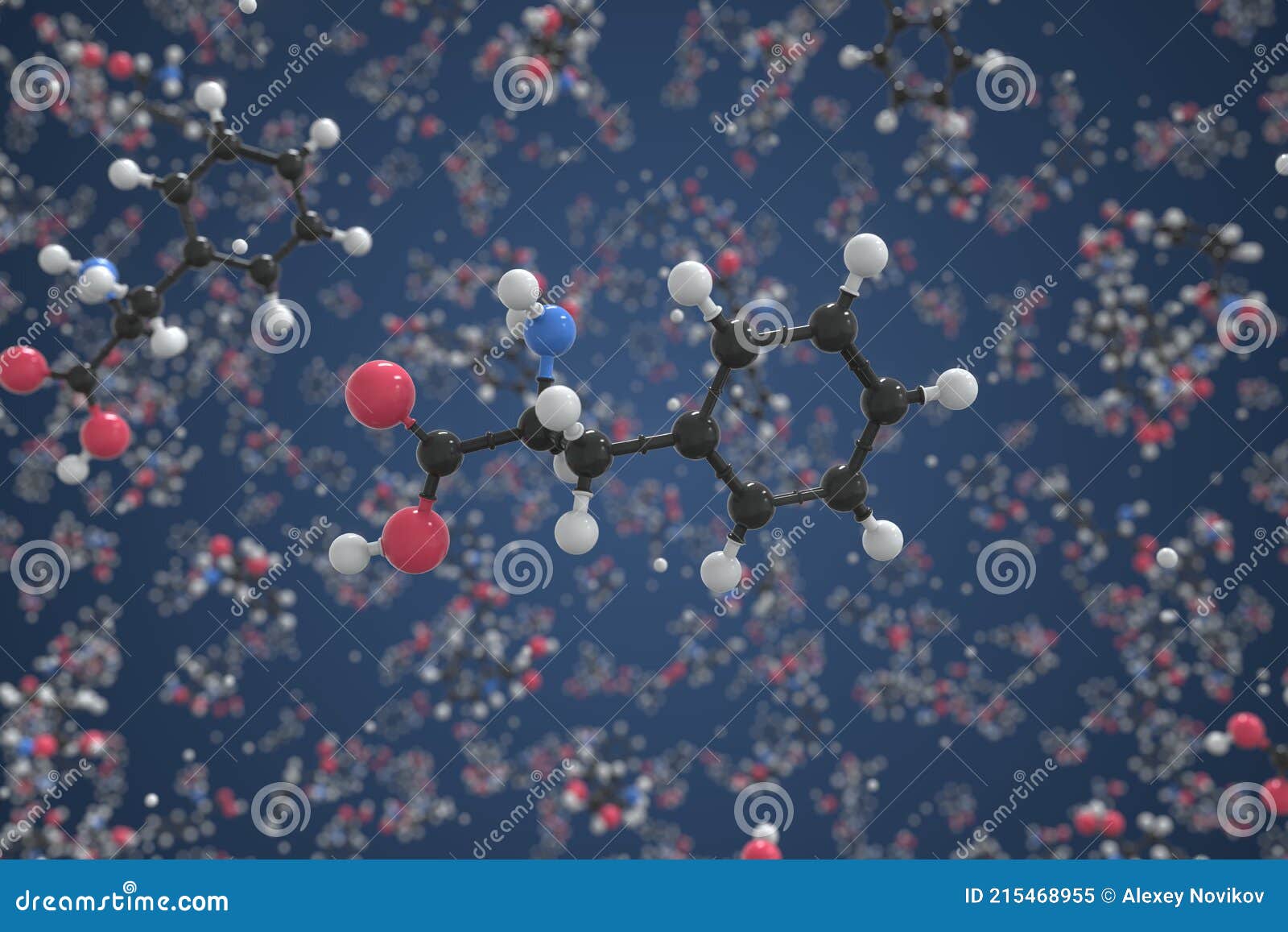 Phenylalanine Molecule, Molecular Structure, Alpha-amino Acid, Ball And ...