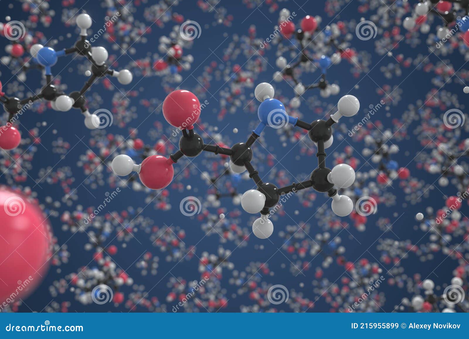 Proline Molecule, Scientific Molecular Model, 3d Rendering Stock ...