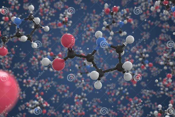 Proline Molecule, Scientific Molecular Model, 3d Rendering Stock ...