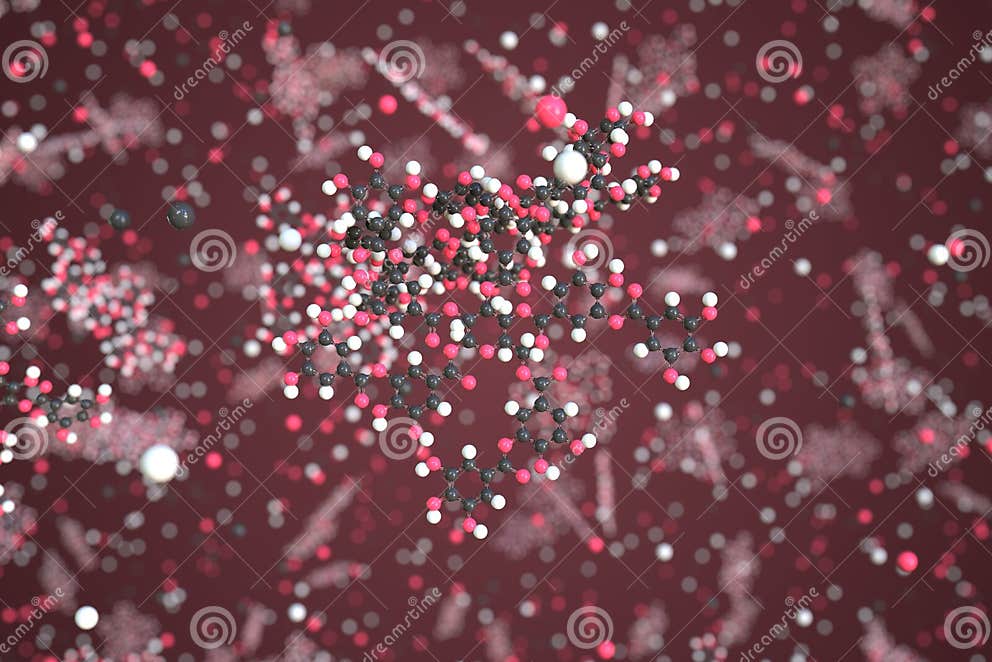 Tannic Acid Molecule, Scientific Molecular Model, 3d Rendering Stock ...