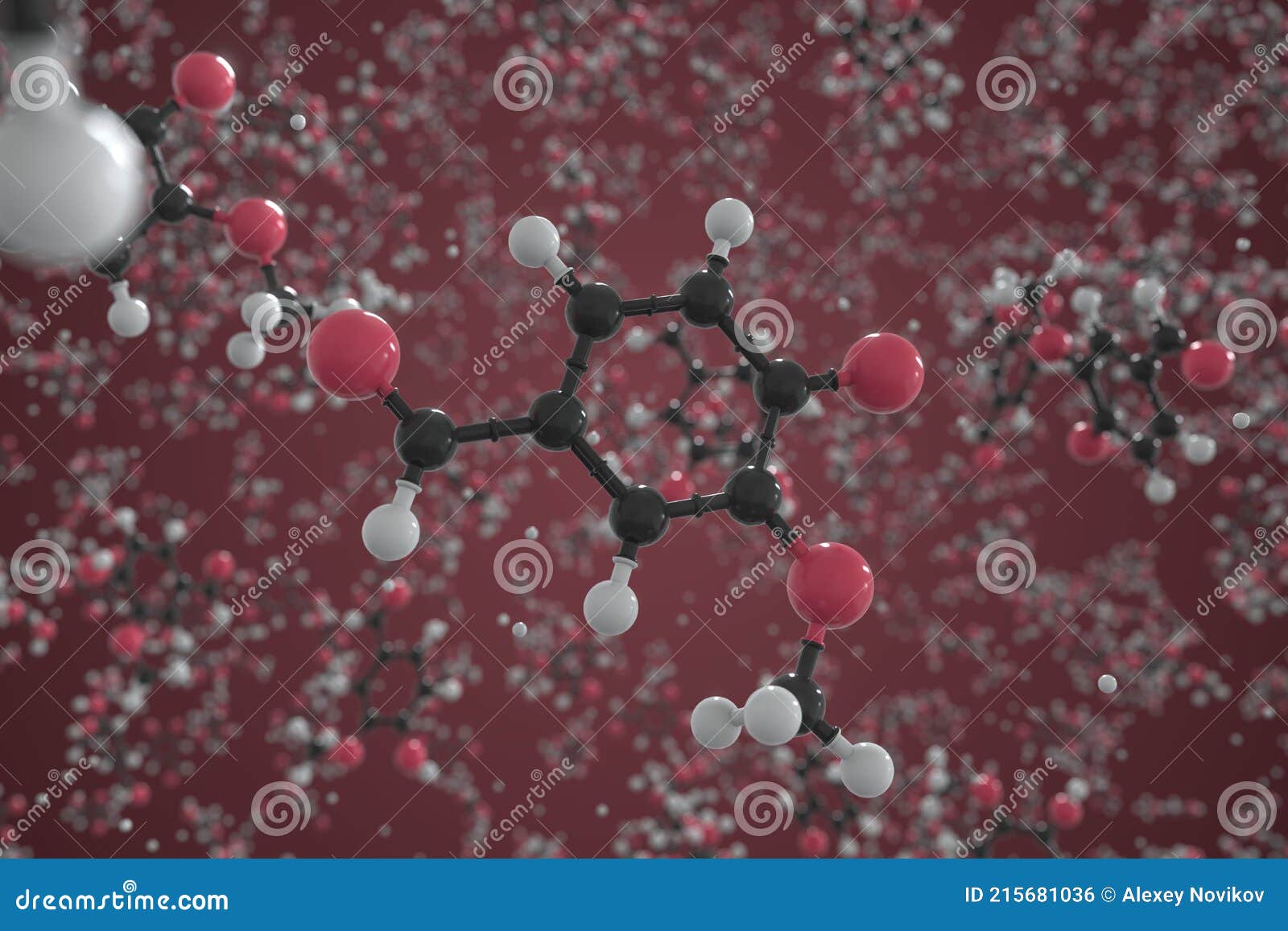 Vanillin Molecule, Scientific Molecular Model, 3d Rendering Stock ...