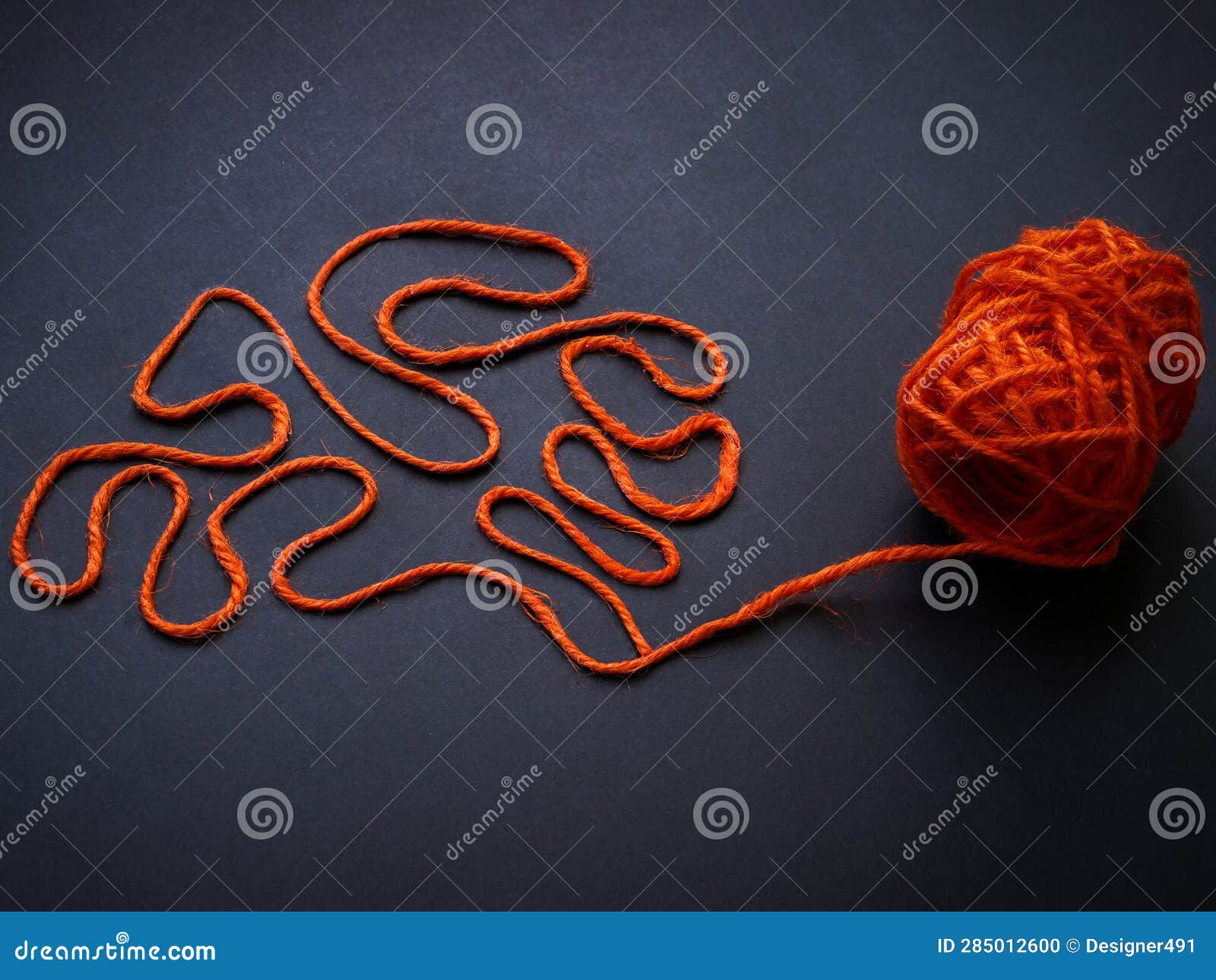 A Ball of Thread and Brain of Thread. Psychology Concept. Stock Photo ...