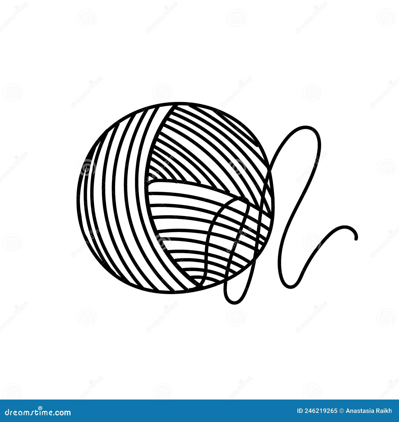 A Ball of Thread, a Hand-drawn Sketch Style Doodle. Winding Thread into ...